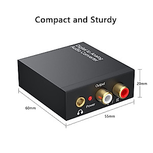 DAC 192KHz Digital to Analog Audio Converter, Optical to RCA Adapter with Optical Coaxial Cable, Toslink Optical to 3.5mm Adapter for PS4 HD DVD Home Cinema Systems
