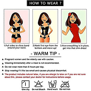 YIANNA Women's Latex Waist Trainer Long Torso Underbust Corsets Cincher Sport Girdle Body Shaper, Size M (Black)