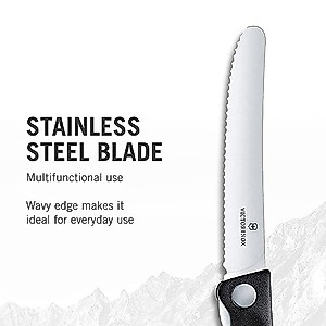 Victorinox Swiss Classic Foldable Paring Knife, Wavy Edge Black 4.3 in