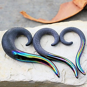 Pierced Owl Two Tone Glass Curved Hanging Taper Plugs, Sold as a Pair (4mm (6GA))