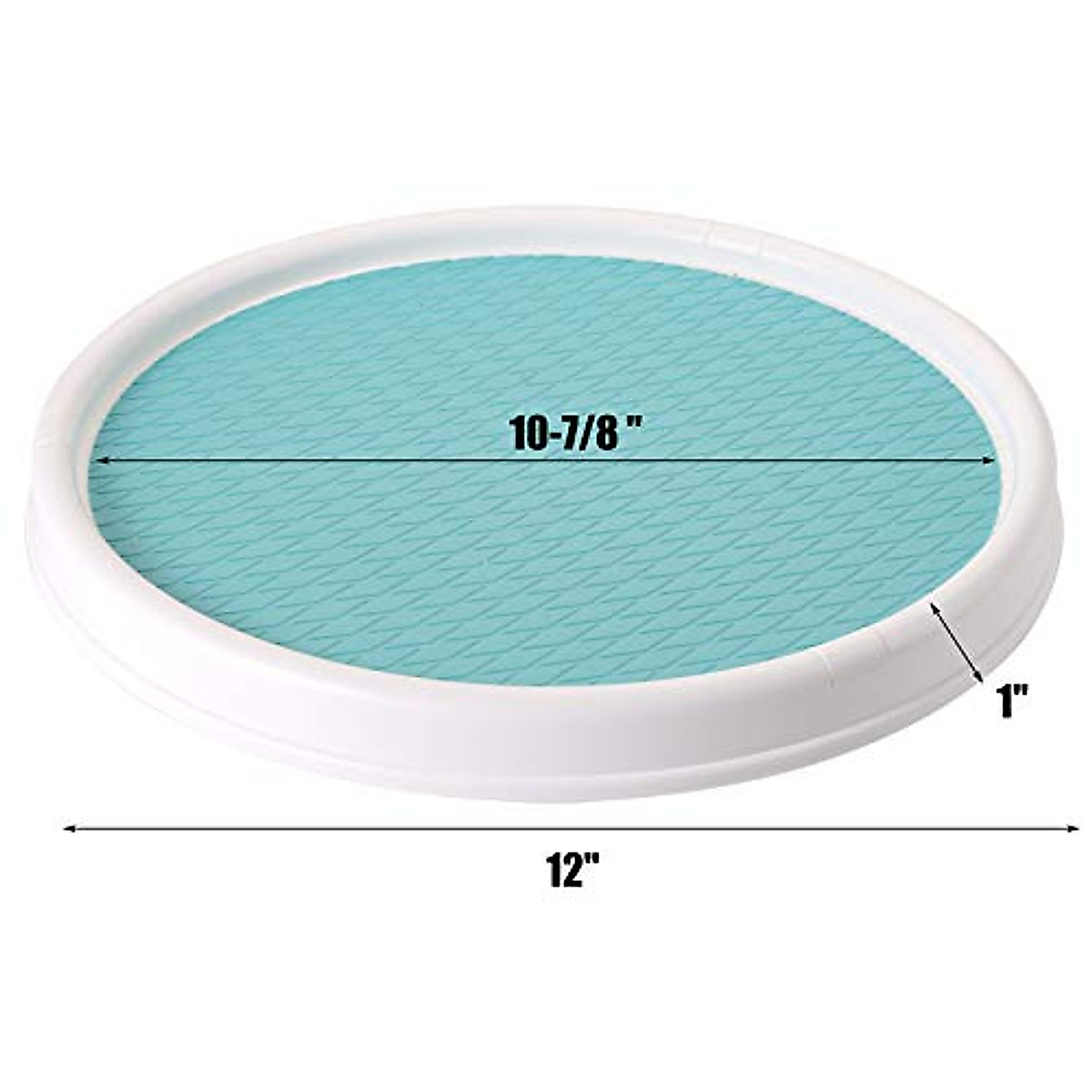 Yesland 2 Pack Non-Skid Pantry Cabinet Lazy Susan Turntable, 12 Inches Round Snack Organizer/Plastic Turntable Spice Organizer for Cabinets, Pantry, Bathroom, Refrigerator - White/Aqua