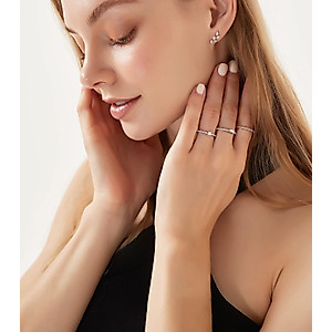 TIGRADE 1.5mm Eternity Ring Round Cubic Zirconia Anniversary Ring CZ Pave Wedding Band for Women Size 3-12, Silver, Size 4.5