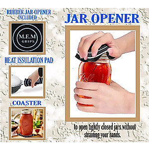 (2 Pack) - Ball Wide Mouth 32-Ounces Quart Mason Jars With Airtight lids and Bands - Clear Glass Mason Jars For Storage, Canning, Overnight Oats, Cold Brew Coffee + M.E.M Rubber Jar Opener Included