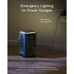 Anker Power Bank Power Station 60,000mAh,Portable Outdoor Generator 87W with Smart Digital Display, Retractable Auto Lighting and SOS Mode, Home Backup(PowerCore Reserve 192Wh) for Travel, Camping