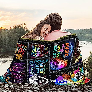 Music Gifts Blanket, Music Note Blanket, Gifts for Music Lover Music Decor Blankets, Soft Flannel Music Blanket for Couch Bed, Music Gifts for Men Women 60"X 50"
