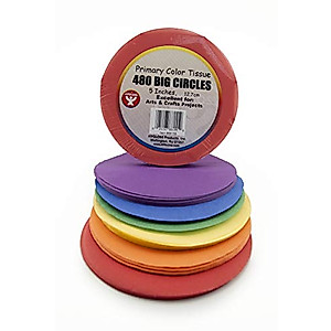 Hygloss Products tissue circles primary colors 5" Paper Colors-480 Pcs