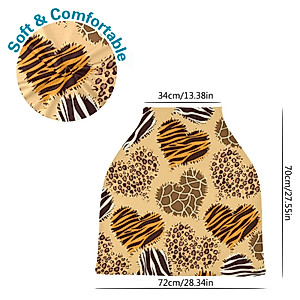 Baby Car Seat Covers Canopies for Boys Girls Leopard Giraffe Zebra Print Heart Infant Stroller Cover Nursing Cover Breastfeeding Scarf Warm Windproof