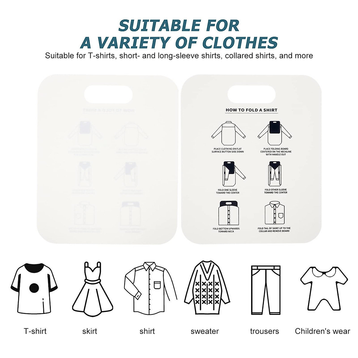 VOSAREA 2pcs Shirt Folding Board Cardboard Laundry Organization Small Shelf for Toaster Laundry Folding Board Laundry Organizer Clothing Pp Trouser Press White Household Travel