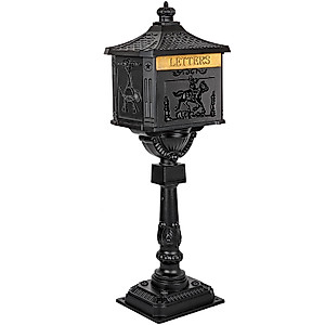 Polar Aurora Mailbox Cast Aluminum Black Mail Box Postal Box Security Heavy Duty New