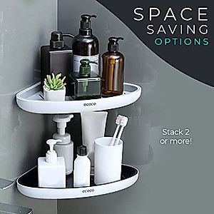 Floating Bathroom Organizer Corner Shower Caddy Shelf. Wall Mount With Extra Strong Self Adhesive, No Drilling, Easy Drainage and Rustproof. (White/Gray)