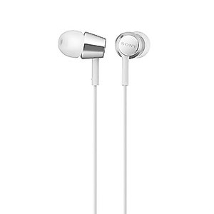 Sony MDREX155AP in-Ear Earbud Headphones/Headset with mic for Phone Call, White (MDR-EX155AP/W)