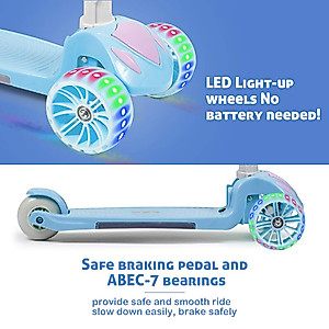 YHR Toddler Scooter with 3 Wheel Extra-Wide PU LED Flashing Wheels - 3 Wheel Kids Scooter Have 3 Adjustable Heights - Kick Scooter for Kids 3-8 Year Old boy & Girl