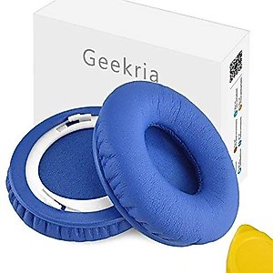Geekria QuickFit Replacement Ear Pads for Beats SoloHD (810-00012-00) On-Ear Headphones Ear Cushions, Headset Earpads, Ear Cups Cover Repair Parts (Blue)