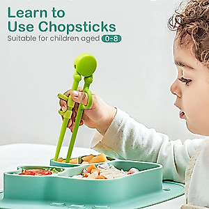 MOTZU 4 Pairs Training Children Beginners Chopsticks - Fun and Easy to Use Cheater Chopsticks, Learning Chopstick Helper, Plastic Practice Chopsticks for Kids & Adults - Reusable & Dishwasher Safe
