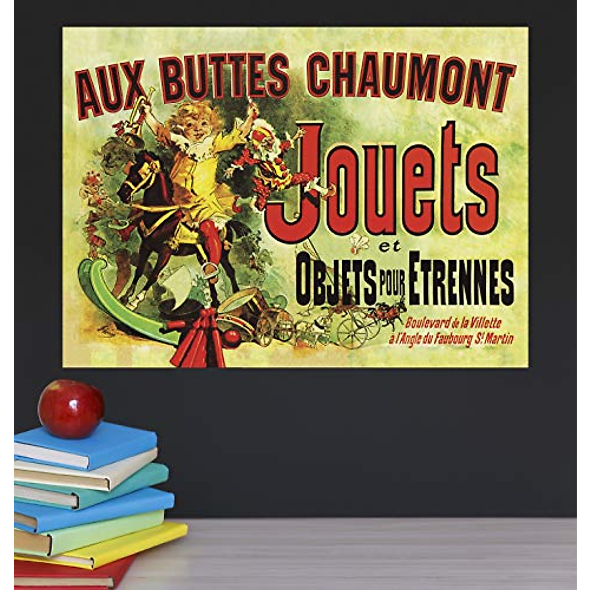 PalaceLearning Jouets Poster (as seen in Monica's Apartment on Friends) - Aux Buttes Chaumont Jouets by Jules Cheret 1885 - Vintage Art Print (Laminated, 18" x 24")