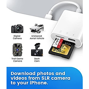 SD Card Reader for iPhone iPad,Oyuiasle Trail Game Camera SD Card Viewer with Dual Slot for MicroSD/SD,Photography Memory Card Adapter,Plug and Play