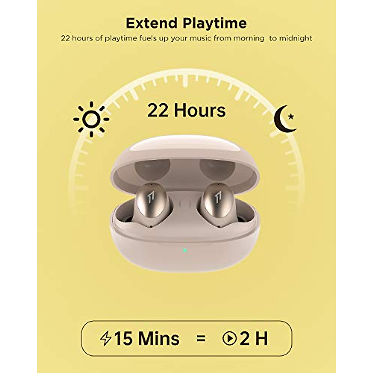 1MORE Colorbuds Wireless Earbuds Bluetooth 5.0 Headphone with Fast Charging, 22H，USB C, IPX5 Waterproof Stereo in-Ear Earphones CVC8.0 Build-in Dual Mic ENC Auto Play/Pause for Work Home Office Sport