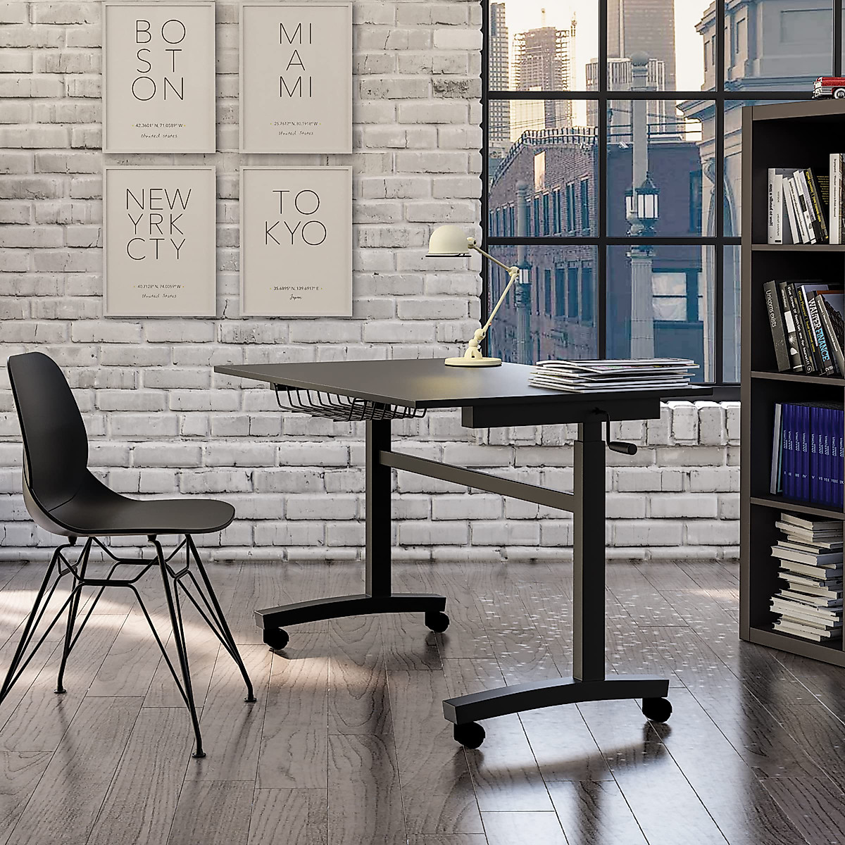 Height Adjustable Standing Desk Large 46 x 30 Inches Sit Stand Up Desk Home Office Computer Desk Memory Preset with T-Shaped Metal Bracket, Black