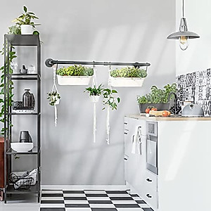 DAIKOYE Clothes Rack 36 Inch Industrial Pipe Clothes Rod,Heavy Duty Detachable Wall Mounted Black Iron Garment Bar,Space-Saving Hanging Clothes Rack,Multi-Purpose Hanging Rod for Closet 2 Base