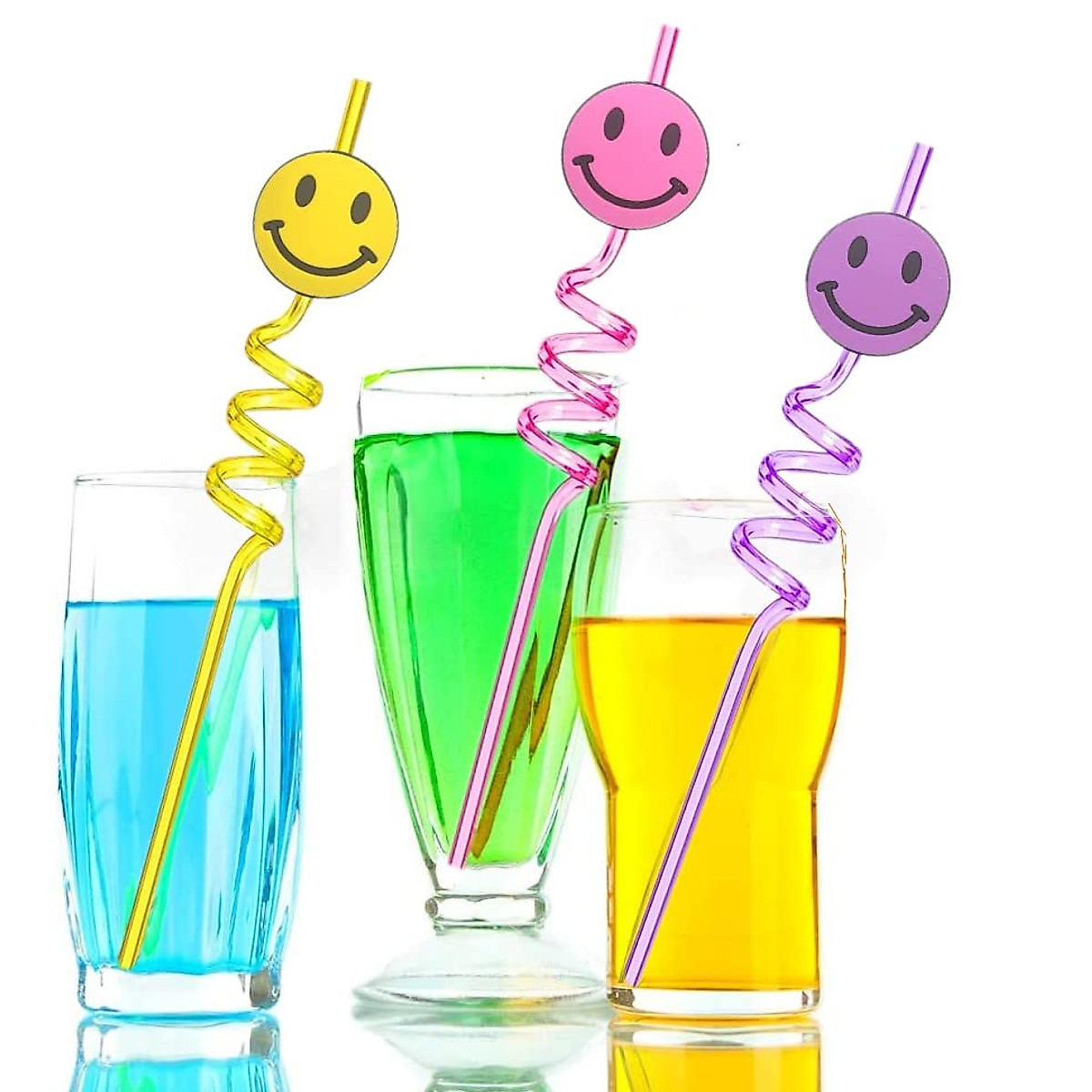 24 pcs Smile Party Decorations Straws One Happy Dude Birthday Party,Happy Pastel Party,Bachelorette Party,Baby Shower