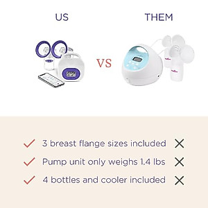 Lansinoh Smartpump 3.0 Double Electric Breast Pump, Portable and Rechargeable, Connects to Baby App, Hospital Strength Suction for Breastfeeding Moms
