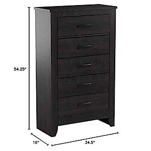Signature Design by Ashley Brinxton Contemporary 5 Drawer Chest, Almost Black