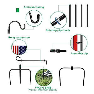 53 inch Garden Flag Pole with Flag with Anti-Wind Clip for Flag Heavy Duty Garden Flag Stand (1 PC, 53 INCH)…