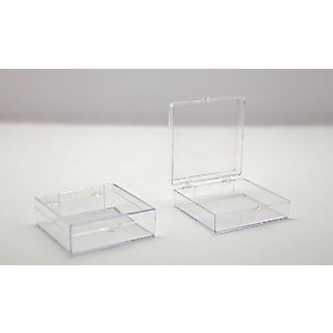 Clear Hinged Plastic Box 2 9/16" L x 2 9/16" W x 3/4" H - 20 Pieces Per Pack