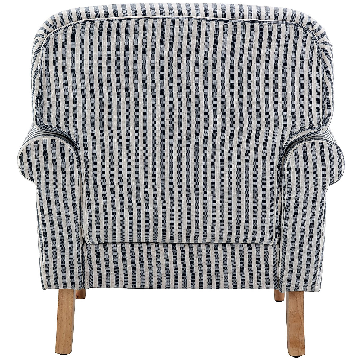 DM Furniture Mid Century Modern Accent Chair Linen Fabric Armchair Wide Reading Chairs Upholstered Lounge Chair for Bedroom/Living Room/Reception Room, Blue Stripe