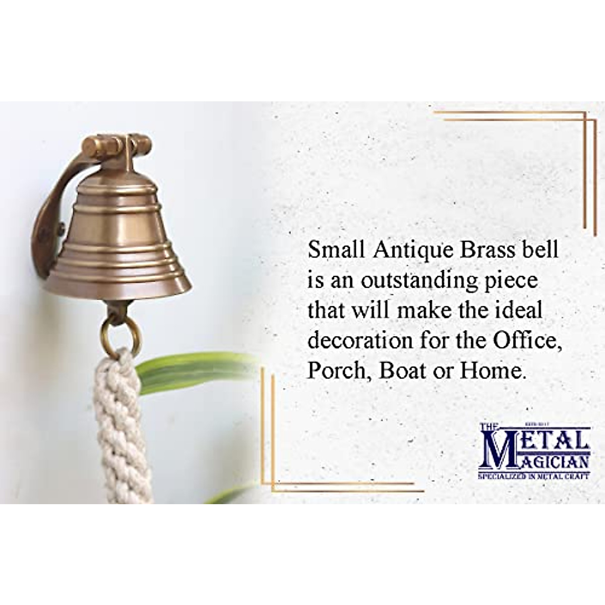 The Metal Magician 2" Antique Brass Bell Quality Marine Wall Mounted Ship Hanging Bell Perfect for Dinner, Indoor, Outdoor, School, Bar, Reception, Last Order & Church