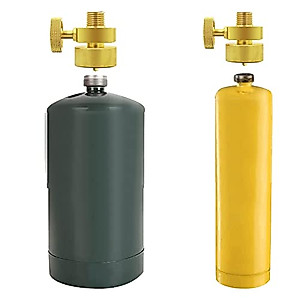 MCAMPAS Disposable Adjustable Pressure Propane Gas Regulator Valve,1LB Tank Connection Needle Valve x 1/4" NPT Male (Tapped M8 Female) Adapter Fitting