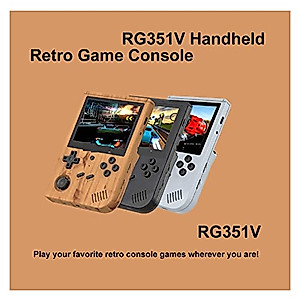 Retro Gaming Built-in 16G RK3326 Open Source 3.5-inch 640 * 480 Handheld Game Console Emulator (Color : Wood Grain 80G Bag)