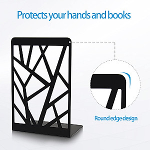 Bookends, Book Ends, Bookends for Shelves, Metal Bookends, Bookends for Heavy Books, Home Decorative Bookends for Office Home School Library Kitchen, Book Stopper, Black Book Holder(1 Pairs/2 PCS)