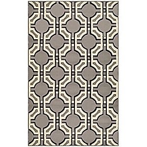 Modern Geometric Ultra-Soft Indoor Area Rug or Runner, with Jute Backing, Anti-Static, for Entryway, Living Room, Kitchen, Bedroom, 8' x 10', Gray