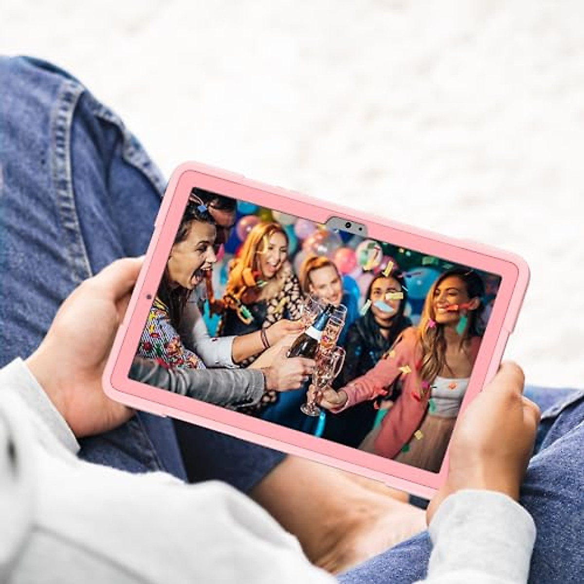 Kezigud Shockproof Kickstand Case for Galaxy Tab S9 11''/S9 FE 10.9'', Heavy Duty Hybrid Rugged Three Layer Soft Silicone+Hard PC with S-Pen Holder Cover for Samsung Tab S9/S9 FE 2023(Rose Gold)