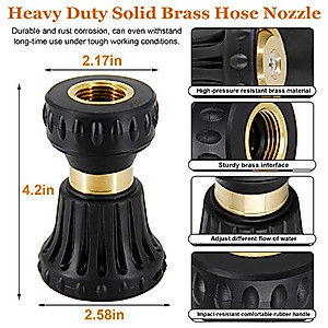 Twinkle Star Fireman Style Hose Nozzle, Heavy Duty Brass Durable Water Jet, Leak Proof Suitable for Car Wash, Patio Cleaning, Watering Lawn/Garden, Shower Pets, Fits All Standard Garden Hoses