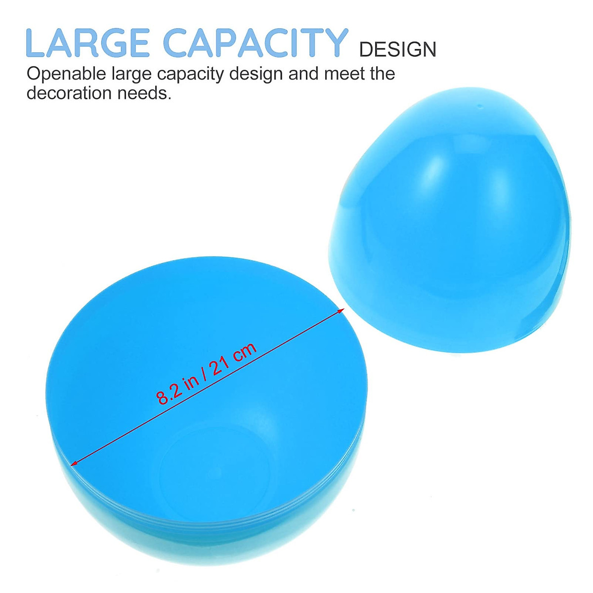 Zerodeko Plastic Easter Egg, Jumbo Eggs Empty Fillable Egg Shaped Storage Box Decorative Container Holder Treat Packaging Supplies for Candy, Cookie, Party Favors (12 x 8.5in, Blue)