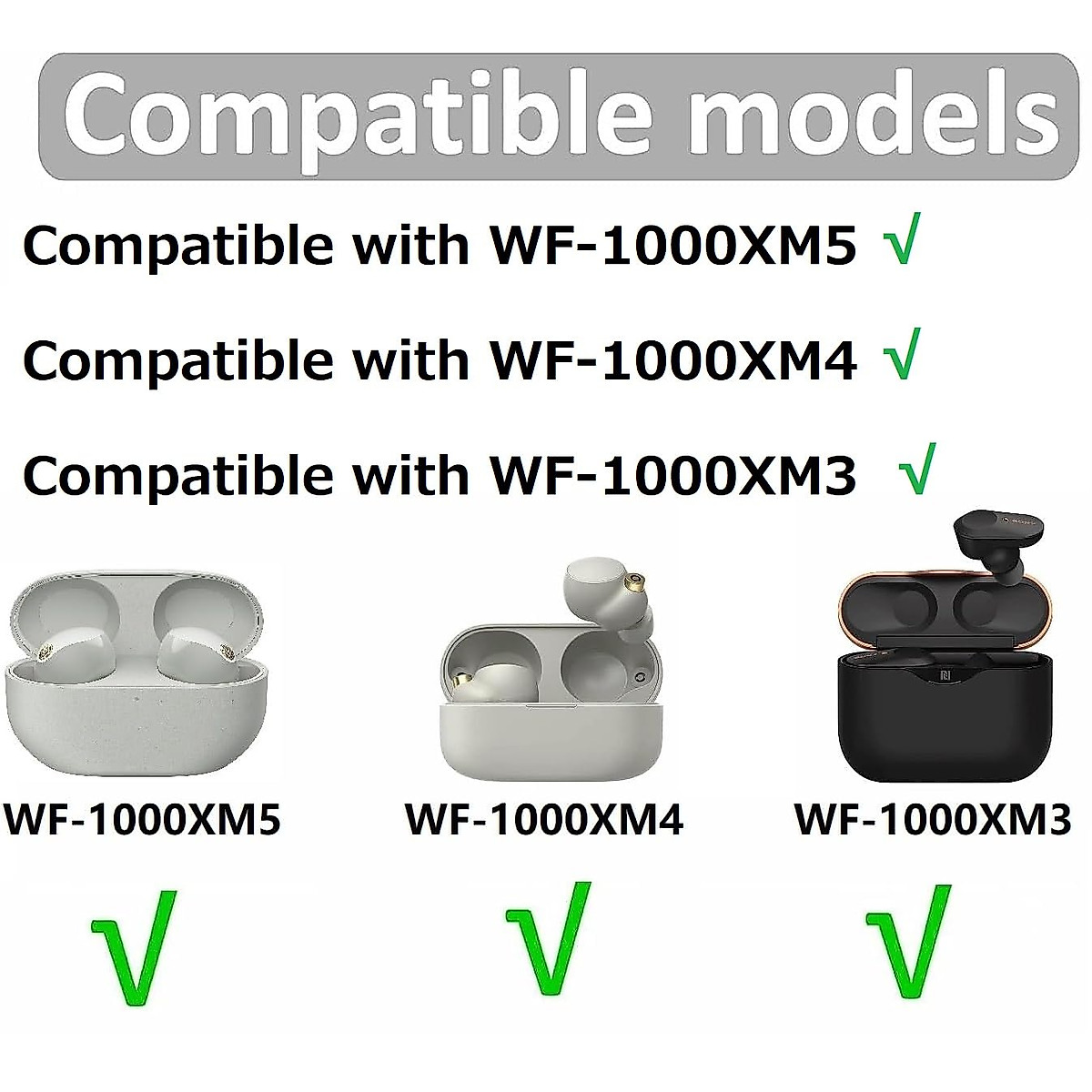 Replacement Ear Tips Compatible with Sony wf 1000xm5 / 1000xm4 / c700n Earbuds, Silicone Ear Buds Ear Cap Ear Plug Eartips Replacement for Sony Earbuds,S/M/L 3 Size 6 Pairs,Black 713