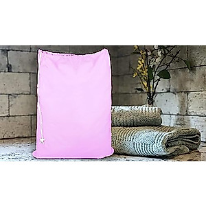 Urban Villa Laundry Bag Canvas|Dirty Clothes Travel Laundry Bag|Machine Washable|Reusable College Hostel Hamper Liner Bag Garments Delicates Drawstring Closure 2 Pack Pink Color|Size 28X36 Inches