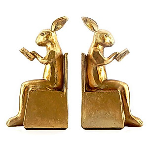 Bellaa 22883 Rabbit Bookends Studious Reading Bunny 7 Inch