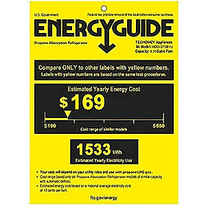 Techomey Propane Refrigerator with Freezer 9.35 Cu.Ft, Gas Fridge with Freezer Off Grid, 110v/LPG Dual Powers, RV Refrigerator for Outdoor, Truck, Camper, Kitchen, White