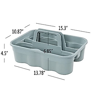 Minekkyes 4-Pack Plastic Caddies with Portable Handle, Supply Caddy Basket for Storage Cleaning Tool, Grey