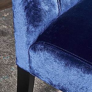 Christopher Knight Home Leorah Tall Back Tufted Velvet Dining Chairs, 2-Pcs Set, Navy Blue / Dark Brown