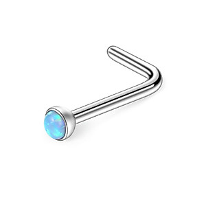 Ruifan 4PCS 22G 316L Surgical Steel 2mm Jeweled Mix Color Opal Nose L Shaped Studs Rings Pin Piercing Jewelry