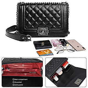 Intrbleu Black Crossbody Purse, Small Purse with Chain Strap, Leather Crossbody Bags for Women