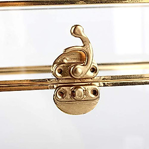 NCYP Gold Glass Card Box with Lid for Wedding Reception (9.9x5.6x7.7 Inches) Handmade Rectangle Decorative Storage Box for Party Wishwell Keepsake, Vintage Terrarium (Glass Box Only) (No Slot)