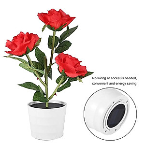 Fdit Artificial Rose 3LED Lamp Solar Simulation Flower Light for Home Garden Yard Lawn Path Way Party Decorative