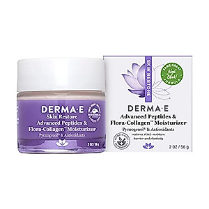 DERMA E Advanced Peptides and Collagen Moisturizer – Double Action Collagen Face Cream with Peptide Complex – Intense Moisture Day and Night Cream for Women – Natural Collagen Cream, 2oz