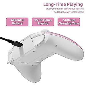 Gradient Pink Wireless Switch Controller Compatible with Nintendo Switch/OLED/Lite Steam Deck, Mytrix Pro Controller with Turbo, Motion, Vibration, Wake-Up, Headphone Jack and Dynamic Joystick RGB Lighting