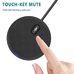 Upgraded USB Conference Microphone for Computer, 360° Omnidirectional Condenser Mic with Mute Key, Great for Video Conference, Gaming, Chatting, Skype, Plug & Play, Windows macOS, Ideal for Gift